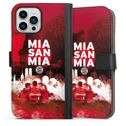 DeinDesign iPhone 13 Pro Max Handy Klapph&uuml;lle Handyh&uuml;lle aus Kunst Leder schwarz Flip Case Mia San Mia Fcb Fc Bayern M&uuml;nchen Sideflip mit langer Lasche