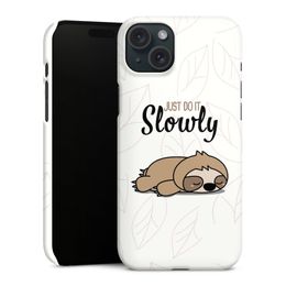 DeinDesign iPhone 15 Plus Handy Premium Case Smartphone Handyh&uuml;lle Schutzh&uuml;lle gl&auml;nzend Animals Sloth Lazy Sunday Premium Case