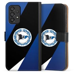 DeinDesign Galaxy A33 5G Handy Klapph&uuml;lle Handyh&uuml;lle aus Kunst Leder schwarz Flip Case Arminia Bielefeld Official Licensed Product Dsc Sideflip mit langer Lasche