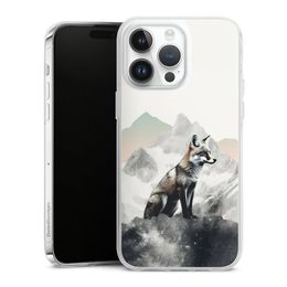 DeinDesign iPhone 14 Pro Max Handy Silikon H&uuml;lle Case transparent Handyh&uuml;lle Nature Mountain Fox Silikon Case