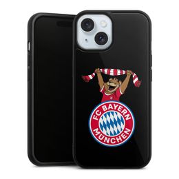 DeinDesign iPhone 15 Handy Gallery Case Handyh&uuml;lle 9H Geh&auml;rtetes Glas R&uuml;ckseite H&uuml;lle Bernie Official Licensed Product Fc Bayern M&uuml;nchen Gallery Case