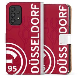 DeinDesign Galaxy A33 5G Handy Klapph&uuml;lle Handyh&uuml;lle aus Kunst Leder wei&szlig; Flip Case Lettering F95 Fortuna D&uuml;sseldorf Sideflip mit Lasche