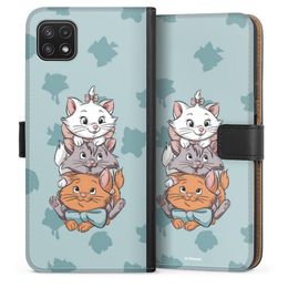 DeinDesign Galaxy A22 5G Handy Klapph&uuml;lle Handyh&uuml;lle aus Kunst Leder schwarz Flip Case Aristocats Cat Disney Sideflip mit langer Lasche