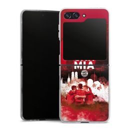 DeinDesign Galaxy Z Flip 5 Handy Hard Case Schutzh&uuml;lle transparent Smartphone Handy H&uuml;lle Fc Bayern M&uuml;nchen Fcb Mia San Mia Hard Case