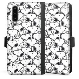 DeinDesign Huawei P30 Handy Klapph&uuml;lle Handyh&uuml;lle aus Kunst Leder schwarz Flip Case Peanuts Snoopy Muster Sideflip mit langer Lasche
