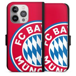 DeinDesign iPhone 14 Pro Handy Klapph&uuml;lle Handyh&uuml;lle aus Kunst Leder schwarz Flip Case Official Licensed Product Fcb Fc Bayern M&uuml;nchen Sideflip mit langer Lasche