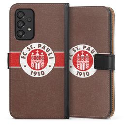 DeinDesign Galaxy A33 5G Handy Klapph&uuml;lle Handyh&uuml;lle aus Kunst Leder schwarz Flip Case Fc St. Pauli Official Licensed Product Logo Sideflip mit langer Lasche