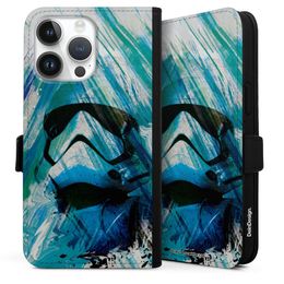 DeinDesign iPhone 14 Pro Max Handy Klapph&uuml;lle Handyh&uuml;lle aus Kunst Leder schwarz Flip Case Colourful Stormtrooper Star Wars Sideflip mit Lasche