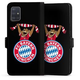 DeinDesign Galaxy A51 Handy Klapph&uuml;lle Handyh&uuml;lle aus Kunst Leder schwarz Flip Case Bernie Official Licensed Product Fc Bayern M&uuml;nchen Sideflip mit Lasche