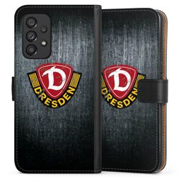 DeinDesign Galaxy A53 5G Handy Klapph&uuml;lle Handyh&uuml;lle aus Kunst Leder schwarz Flip Case Sg Dynamo Dresden Official Licensed Product Sgd Sideflip mit langer Lasche