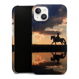 DeinDesign iPhone 14 Handy Premium Case Smartphone Handyh&uuml;lle Schutzh&uuml;lle matt Sunset Horseback Riding Horse Premium Case