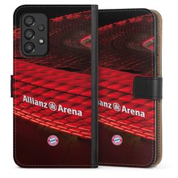 DeinDesign Galaxy A33 5G Handy Klapph&uuml;lle Handyh&uuml;lle aus Kunst Leder schwarz Flip Case Fcb Stadium Fc Bayern M&uuml;nchen Sideflip mit langer Lasche