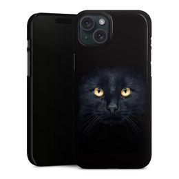 DeinDesign iPhone 15 Plus Handy Premium Case Smartphone Handyh&uuml;lle Schutzh&uuml;lle gl&auml;nzend Eye Cat Black Premium Case