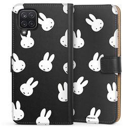 DeinDesign Galaxy A12 Handy Klapph&uuml;lle Handyh&uuml;lle aus Kunst Leder schwarz Flip Case Muster Transparent Miffy Sideflip mit langer Lasche