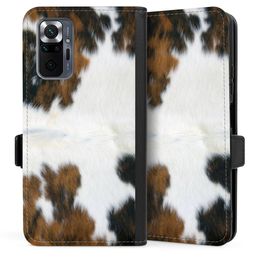 DeinDesign Xiaomi Redmi Note 10 Pro Handy Klapph&uuml;lle Handyh&uuml;lle aus Kunst Leder schwarz Flip Case Fur Cow Skin Cow Sideflip mit langer Lasche