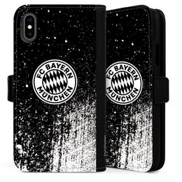 DeinDesign iPhone X Handy Klapph&uuml;lle Handyh&uuml;lle aus Kunst Leder schwarz Flip Case Official Licensed Product Fcb Fc Bayern M&uuml;nchen Sideflip mit langer Lasche