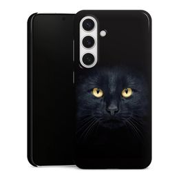 DeinDesign Galaxy S24 Handy Premium Case Smartphone Handyh&uuml;lle Schutzh&uuml;lle gl&auml;nzend Eye Cat Black Premium Case