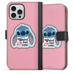 DeinDesign iPhone 13 Pro Max Handy Klapph&uuml;lle Handyh&uuml;lle aus Kunst Leder schwarz Flip Case Lilo & Stitch Disney Sayings Sideflip mit langer Lasche
