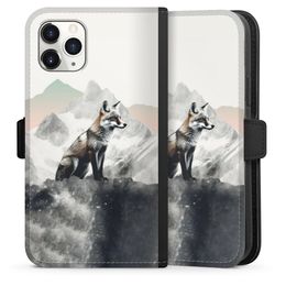 DeinDesign iPhone 11 Pro Handy Klapph&uuml;lle Handyh&uuml;lle aus Kunst Leder schwarz Flip Case Nature Mountain Fox Sideflip mit Lasche