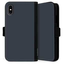 DeinDesign iPhone X Handy Klapph&uuml;lle Handyh&uuml;lle aus Kunst Leder schwarz Flip Case Anthracite Grey Unicoloured Sideflip mit langer Lasche