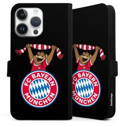DeinDesign iPhone 14 Pro Max Handy Klapph&uuml;lle Handyh&uuml;lle aus Kunst Leder schwarz Flip Case Bernie Official Licensed Product Fc Bayern M&uuml;nchen Sideflip mit Lasche