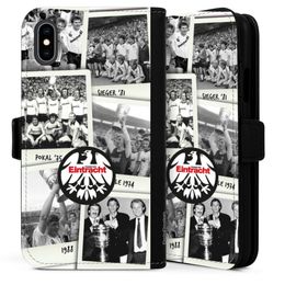 DeinDesign iPhone X Handy Klapph&uuml;lle Handyh&uuml;lle aus Kunst Leder schwarz Flip Case Retro Official Licensed Product Eintracht Frankfurt Sideflip mit langer Lasche