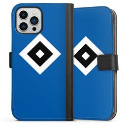 DeinDesign iPhone 13 Pro Max Handy Klapph&uuml;lle Handyh&uuml;lle aus Kunst Leder schwarz Flip Case Logo Hsv Hamburger Sv Sideflip mit langer Lasche