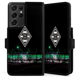 DeinDesign Galaxy S21 Ultra 5G Handy Klapph&uuml;lle Handyh&uuml;lle aus Kunst Leder schwarz Flip Case Borussia M&ouml;nchengladbach Official Licensed Product Stadium Sideflip 
