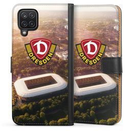 DeinDesign Galaxy A12 Handy Klapph&uuml;lle Handyh&uuml;lle aus Kunst Leder schwarz Flip Case Stadium Sg Dynamo Dresden Sgd Sideflip mit langer Lasche
