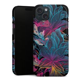 DeinDesign iPhone 15 Plus Handy Premium Case Smartphone Handyh&uuml;lle Schutzh&uuml;lle gl&auml;nzend Colourful Flowers Neon Premium Case
