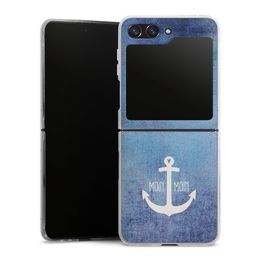 DeinDesign Galaxy Z Flip 5 Handy Hard Case Schutzh&uuml;lle transparent Smartphone Handy H&uuml;lle Anchor Maritim Blue Hard Case