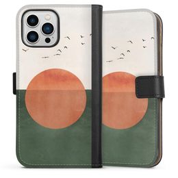 DeinDesign iPhone 13 Pro Max Handy Klapph&uuml;lle Handyh&uuml;lle aus Kunst Leder schwarz Flip Case Sunshine Bird Sunset Sideflip mit langer Lasche
