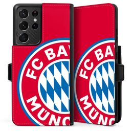 DeinDesign Galaxy S21 Ultra 5G Handy Klapph&uuml;lle Handyh&uuml;lle aus Kunst Leder schwarz Flip Case Official Licensed Product Fcb Fc Bayern M&uuml;nchen Sideflip mit Lasche