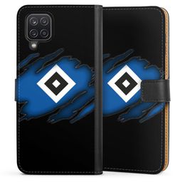 DeinDesign Galaxy A12 Handy Klapph&uuml;lle Handyh&uuml;lle aus Kunst Leder schwarz Flip Case Official Licensed Product Hsv Hamburger Sv Sideflip mit langer Lasche