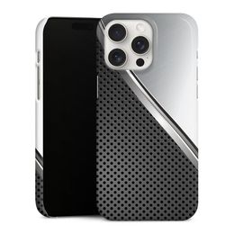 DeinDesign iPhone 15 Pro Max Handy Premium Case Smartphone Handyh&uuml;lle Schutzh&uuml;lle gl&auml;nzend Steel Metall Carbon Premium Case