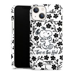 DeinDesign iPhone 13 Mini Handy Premium Case Smartphone Handyh&uuml;lle Schutzh&uuml;lle gl&auml;nzend Peanuts Flowers Snoopy Premium Case