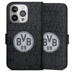 DeinDesign iPhone 14 Pro Handy Klapph&uuml;lle Handyh&uuml;lle aus Kunst Leder schwarz Flip Case Jersey Borussia Dortmund Bvb Sideflip mit langer Lasche