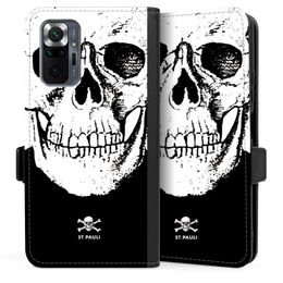 DeinDesign Xiaomi Redmi Note 10 Pro Handy Klapph&uuml;lle Handyh&uuml;lle aus Kunst Leder schwarz Flip Case Totenkopf Fc St. Pauli Official Licensed Product Sideflip mit 