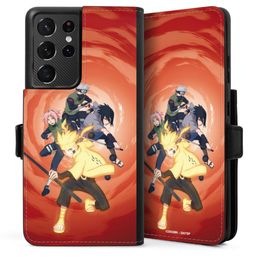 DeinDesign Galaxy S21 Ultra 5G Handy Klapph&uuml;lle Handyh&uuml;lle aus Kunst Leder schwarz Flip Case Naruto Shippuden Sasuke Sakura Sideflip mit Lasche
