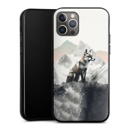 DeinDesign iPhone 12 Pro Handy Silikon H&uuml;lle Case schwarz Handyh&uuml;lle Nature Mountain Fox