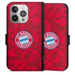 DeinDesign iPhone 14 Pro Handy Klapph&uuml;lle Handyh&uuml;lle aus Kunst Leder schwarz Flip Case Camouflage Fcb Fc Bayern M&uuml;nchen Sideflip mit langer Lasche