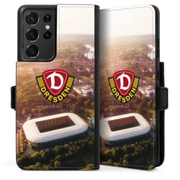 DeinDesign Galaxy S21 Ultra 5G Handy Klapph&uuml;lle Handyh&uuml;lle aus Kunst Leder schwarz Flip Case Sgd Sg Dynamo Dresden Stadium Sideflip mit Lasche