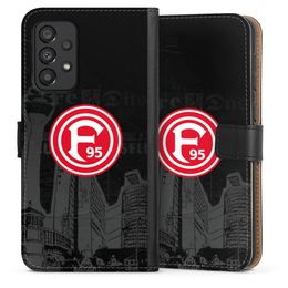 DeinDesign Galaxy A33 5G Handy Klapph&uuml;lle Handyh&uuml;lle aus Kunst Leder schwarz Flip Case Logo Official Licensed Product Fortuna D&uuml;sseldorf Sideflip mit langer 