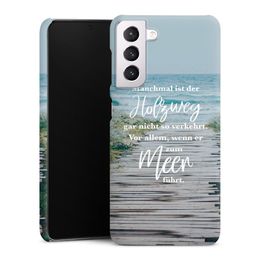 DeinDesign Galaxy S21 5G Handy Premium Case Smartphone Handyh&uuml;lle Schutzh&uuml;lle matt Statement Beach Spruch Premium Case