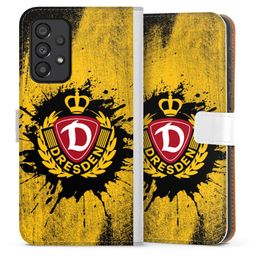DeinDesign Galaxy A33 5G Handy Klapph&uuml;lle Handyh&uuml;lle aus Kunst Leder wei&szlig; Flip Case Official Licensed Product Soccer Sg Dynamo Dresden Sideflip mit Lasche