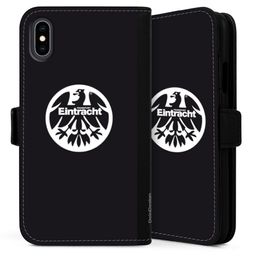 DeinDesign iPhone X Handy Klapph&uuml;lle Handyh&uuml;lle aus Kunst Leder schwarz Flip Case Logo Eintracht Frankfurt Eagle Sideflip mit langer Lasche