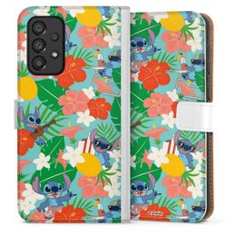 DeinDesign Galaxy A33 5G Handy Klapph&uuml;lle Handyh&uuml;lle aus Kunst Leder wei&szlig; Flip Case Disney Movie Lilo & Stitch Sideflip mit Lasche