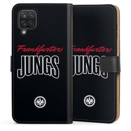 DeinDesign Galaxy A12 Handy Klapph&uuml;lle Handyh&uuml;lle aus Kunst Leder schwarz Flip Case Eintracht Frankfurt Sge Official Licensed Product Sideflip mit langer Lasche