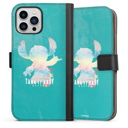 DeinDesign iPhone 13 Pro Max Handy Klapph&uuml;lle Handyh&uuml;lle aus Kunst Leder schwarz Flip Case Lilo & Stitch Official Licensed Product Disney Sideflip mit langer 