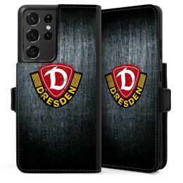 DeinDesign Galaxy S21 Ultra 5G Handy Klapph&uuml;lle Handyh&uuml;lle aus Kunst Leder schwarz Flip Case Sgd Official Licensed Product Sg Dynamo Dresden Sideflip mit Lasche